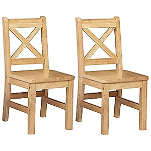 eHemco Solid Hard Wood Kids Table and Chair Set (2 Chairs Included), Natural, 3 Piece Set