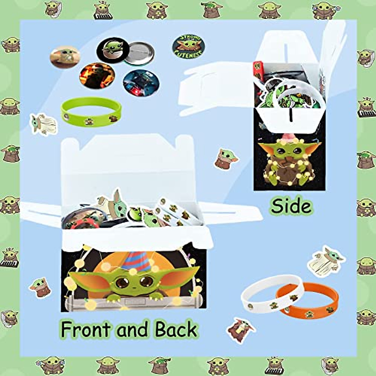 12 Pieces Baby Yoda Birthday Party Supplies Mandalorian Theme Candy Box, Tote Bag, Toy Box, Gift Box for Boys and Girls Kids.
