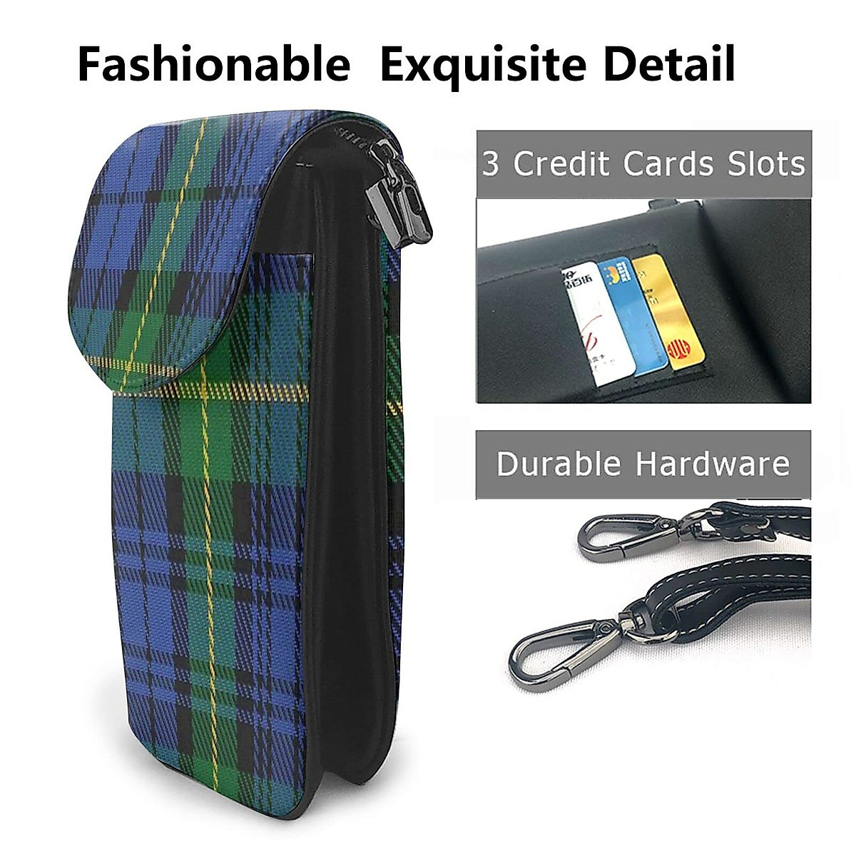 Small Crossbody Scottish Clan Gordon Tartan Crossbody Purse Bag Fashion Cell Purse Wallet For Women/Girls Gift