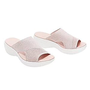 sckarle Women Summer Slides Casual Platform Sandals Open Toe Slip on Cutout Backless Wedge Sandals