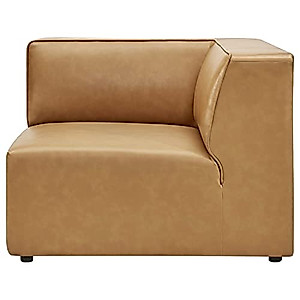 Modway Mingle Vegan Leather Sectional Sofa Corner Chair, Tan