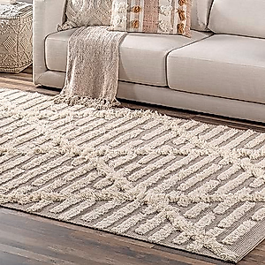 nuLOOM Kandice Contemporary Trellis Wool Blend Area Rug, 8x10, Beige