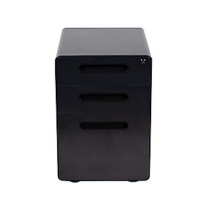 Flash Furniture Ergonomic 3-Drawer Mobile Locking Filing Cabinet with Anti-Tilt Mechanism and Hanging Drawer for Legal & Letter Files, Black