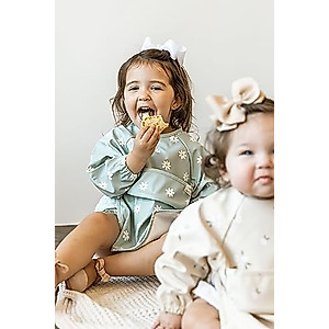 Zoe & Co Baby Bibs for Eating w/Food Catcher | Premium Soft Waterproof Bibs for Baby Led Weaning | Cute Toddler Bibs 1-3 years | Mess-proof Long Sleeve Bib | Baby Bib w/Adjustable Fit