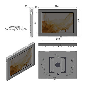 TABcare Locking Anti-Theft Metal Case for Samsung Galaxy TAB S7 S8 S9 11" Tablet for Kiosk, POS, Store, Show Display, Time Clock (S7/S8/S9 11, White)