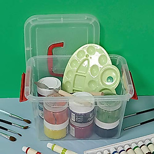 Xyskin 6 Quart Plastic Storage Box, Small Storage Bin with Lids/Handle, 7 L