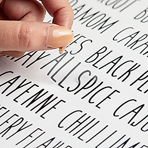 Talented Kitchen 145 Spice Labels Stickers, Clear Spice Jar Labels Preprinted for Seasoning Herbs Kitchen Spice Rack Organization, Water Resistant, Black All Caps