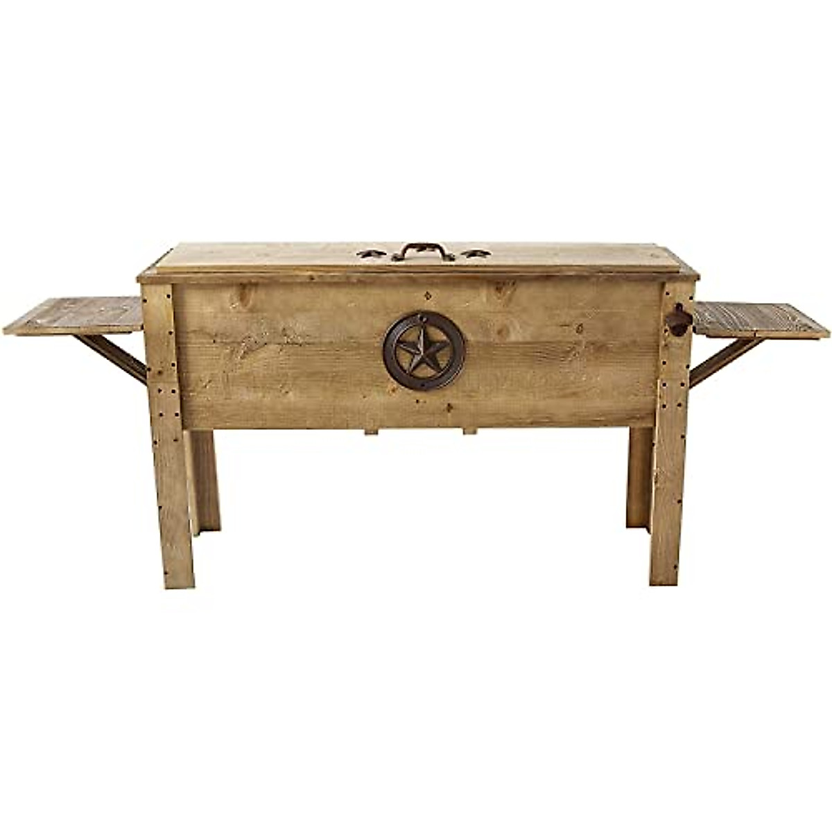 BACKYARD EXPRESSIONS PATIO · HOME · GARDEN 913284-NM Outdoor Beverage Cooler for Patio-87 Qt. w/Folding Side Tables-Rustic Brown-Backyard Expressions, 87 Quart, Natural Wood