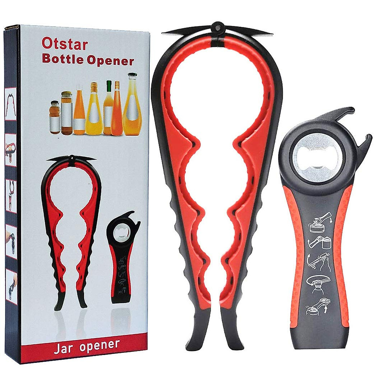 Jar Opener Bottle Opener and Ring Pull Can opener for Seniors, Arthritis Hands and Anyone with Low Strength, Arthritis Jar Openers Get Lids Off Easily