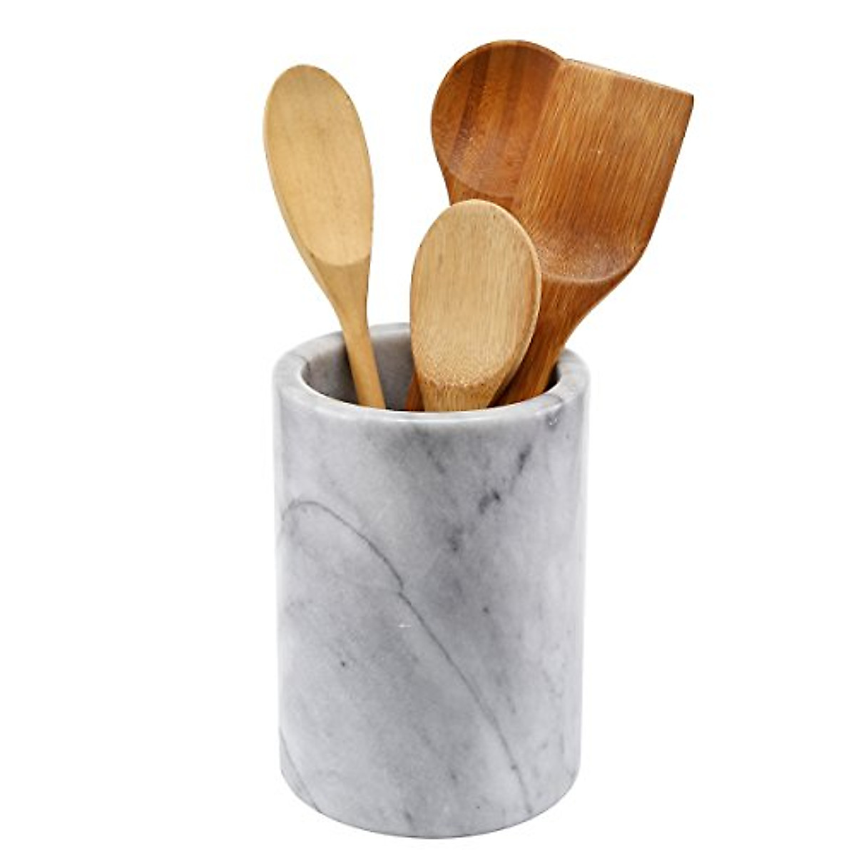 Creative Home Natural Marble Tool Crock Utensil Holder Organizer Wine Cooler, 5" Diam. x 7" H, Off-White (color may vary)