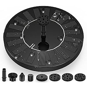 2.5W Solar Fountain Pump with 1200mAh Battery, Solar Water Pump Floating Fountain with 6 Nozzles, for Bird Bath, Fish Tank, Pond or Garden Decoration Pond heaters for Outdoor Ponds