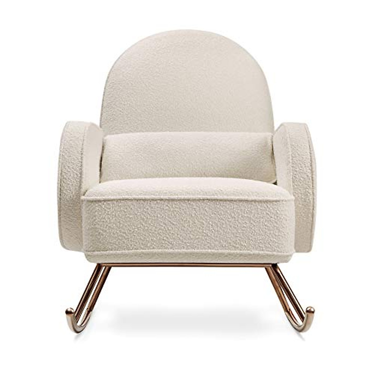 Nursery Works Compass Rocker in Ivory Boucle with Rose Gold Legs, Greenguard Gold and CertiPUR-US Certified