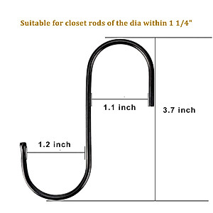 Evob 30 Pack Black Steel Hanging Hooks - Heavy Duty Metal Hooks for Hanging Pots, Pans, Cups, Bags, Jeans, Towels