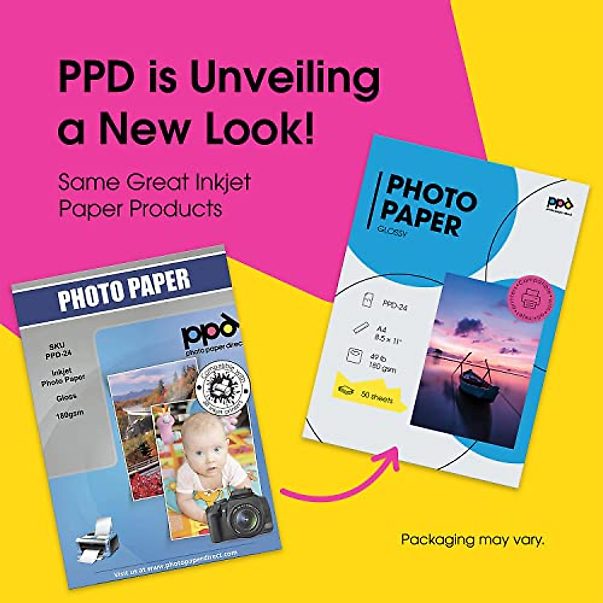 PPD Inkjet Glossy Photo Paper LTR 8.5x11" 49lbs 180gsm 9.9mil x 50 Sheets (PPD024-50)