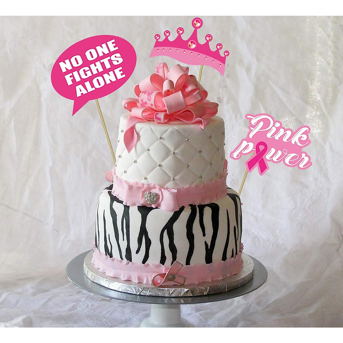 45PCS Breast Cancer Awareness Props - Pink Ribbon Photo Booth Fundraiser Charity Event Party Supplies Decorations