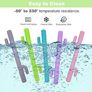 Hollow Teething Tubes Toys for Babies Girls Boys, 5 Pack Silicone Baby Teether Toy Tube for Infants with Nursing Biting Chewing, Chew Straws for Toddlers 6-12 Months (Style D)