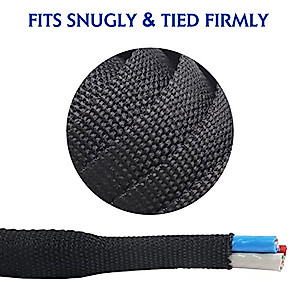 1" 5FT Heat Shrink Braided Tubing, 2:1 Ratio Shrinkable Fabric Sleeve, Tear-Resistant for Protection Automotive Cable Marine Mechanical Wires Abrasion
