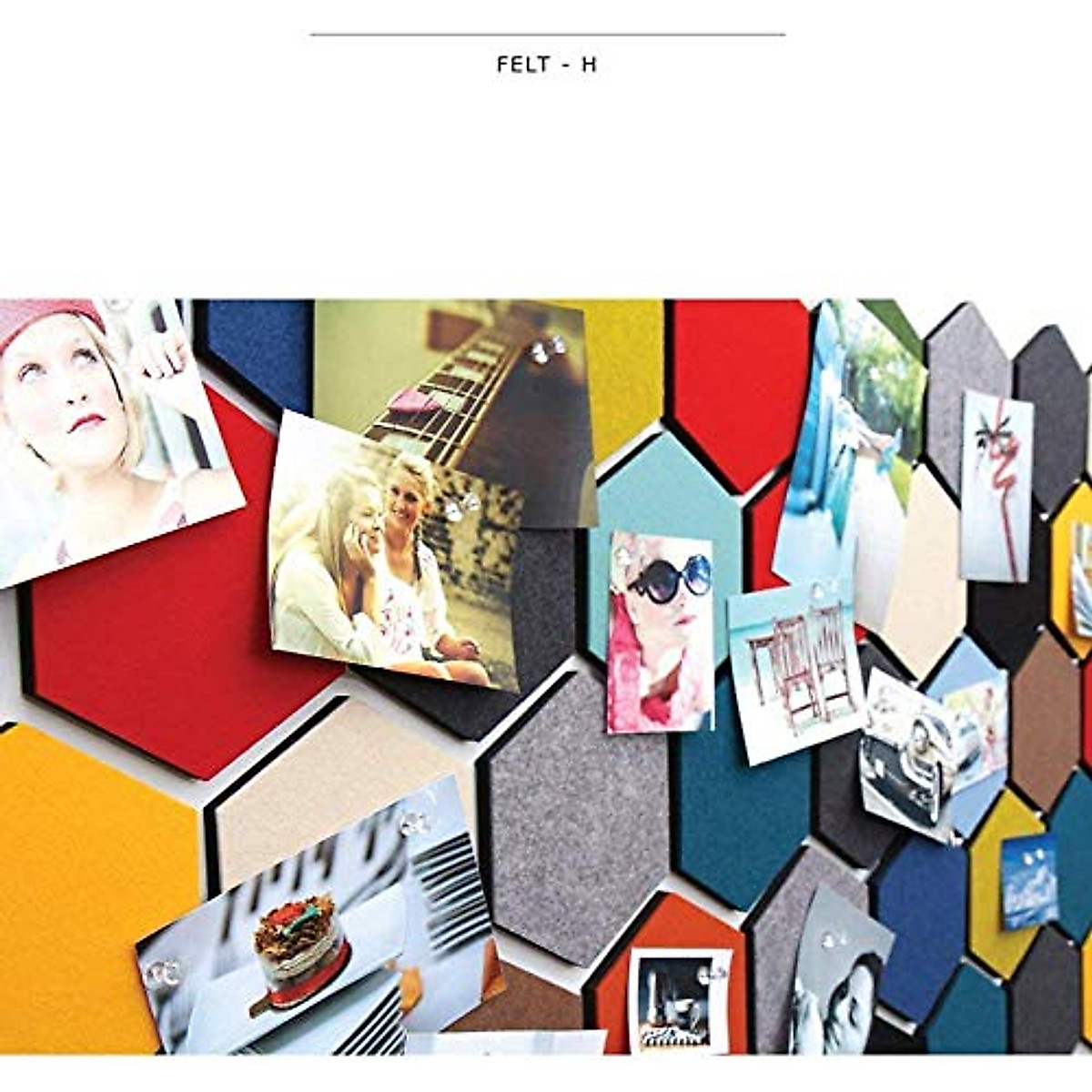 Felt Wall Stickers, Bulletin Board Cork Board Tiles Set, Hexagon Pin Board Self Adhesive for Office Classroom Photos Memos Display Board Pads Pictures Drawing Goals Notes Colorful Foam Nursery Decor