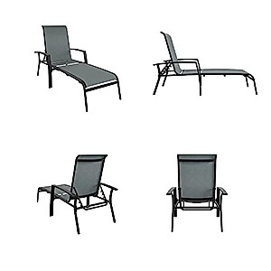 Cosco Outdoor Adjustable Aluminum Chaise Lounge Patio Furniture Set, 2-Pack, Black and Blue