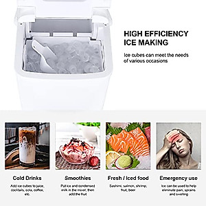 Generic Ice Maker Portable and Compact Ice Maker Machine, Electric High Efficiency Express Clear Operation Control Panel with Ice Scoop, Home Mini Ice Machine, for Parties Mixed Drinks(Medium), white