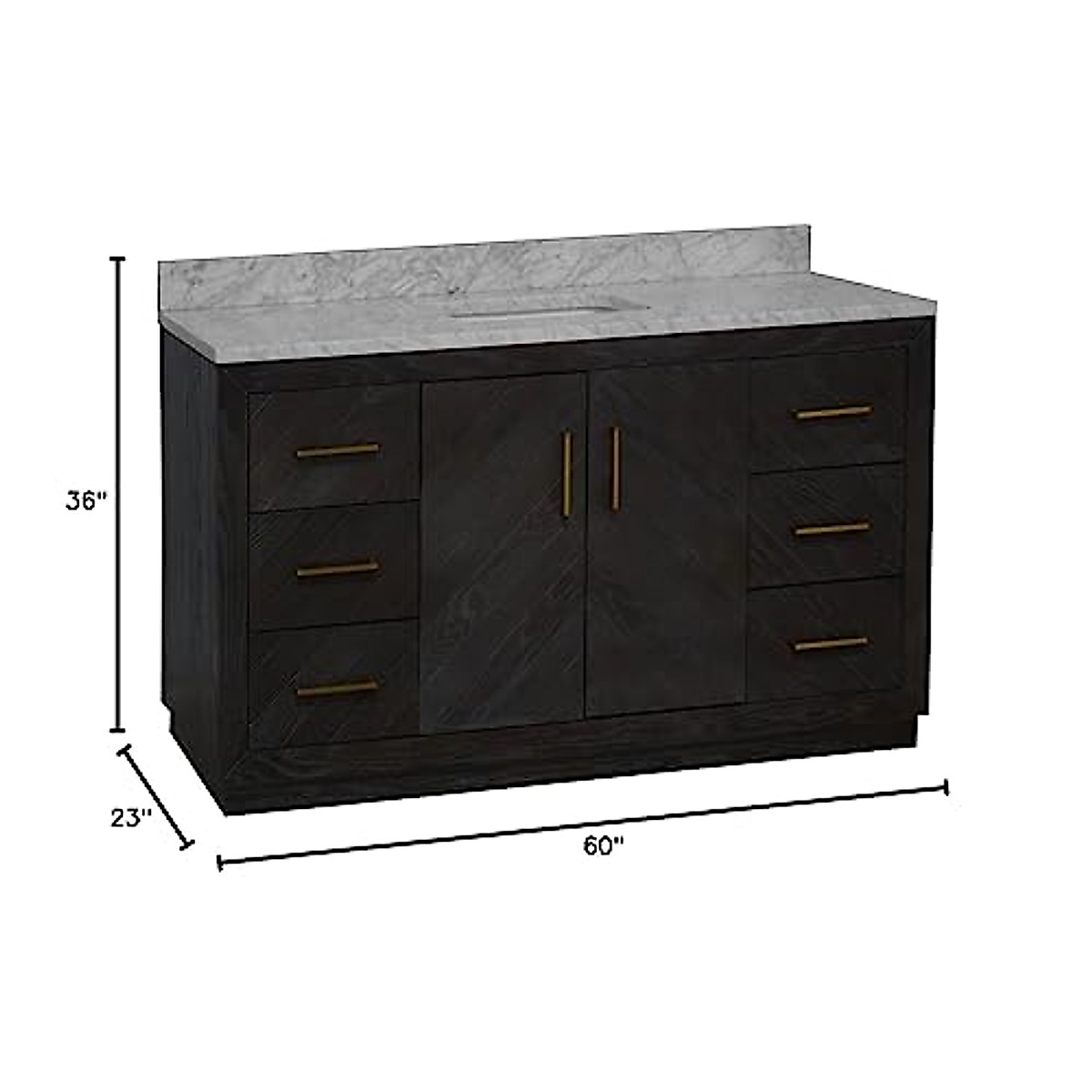 Kitchen Bath Collection Peyton 60-inch Single Bathroom Vanity (Carrara/Dark Oak): Includes Dark Oak Cabinet with Stunning Carrara Marble Countertop and White Ceramic Sink