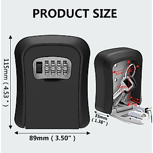 Vuirrm Lock Boxes,Key Lock Box for Outside,Large-Capacity 4-Digit Combination is Suitable for Home Garage Storage of Keys and Small Items,Red