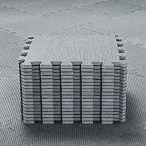 qqpp EVA Rubber 18 Tiles Interlocking Puzzle Foam Floor Mats - Baby Play Mat for Playing | Exercise Mat for Home Workout. Gray. QC-Lb18N