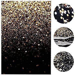 WOLADA 5x7FT Gold Backdrop Glitter Backdrop Gold Spots Bokeh Backdrop Black and Gold Backdrop Wedding Backdrop Gold Backdrop for Parties Vinyl Photography Backdrop 11412