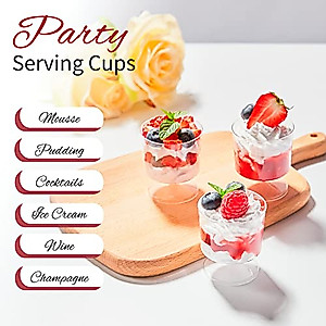 Zezzxu 100 Pack 2 oz Mini Dessert Cups with Spoons, Disposable Appetizer Cups Mousse Cups Small Plastic Wine Glasses for for Serving Individual Pudding Shots, Cocktail, Trifle