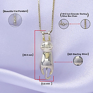 AFFY 14k Rose Gold Over Sterling Silver Flying Hanging Cat Pendant Necklace for Women