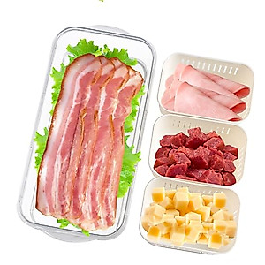 Eanpet 2Pack Divided Snackle Box Charcuterie Container Poratble Bacon Container for Refrigerator 3 Compartment Serving Veggie Tray with Lid Portable Travel Fruit Caddy for Cheese,Candy,Ham,Salad