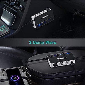 OOWOLF Cigarette Lighter Adapter Quick Charge 3.0 180W 12V/24V 3-Socket Power Splitter 4 USB Ports Car Power Adapter Car Splitter for GPS, Dash Cam, Sat Nav, Phone, Tablet, etc