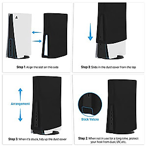 FANPL Dust Cover Kit for PS5,12 in 1 Accessories with Soft Dust Case for Playstation 5 Console, Silicone Plugs for Port, Cleaner Kit - Waterproof Scratchproof Dust Set for PS5