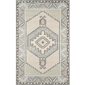Momeni Anatolia Wool and Nylon Area Rug 3'3" X 5' Light Blue