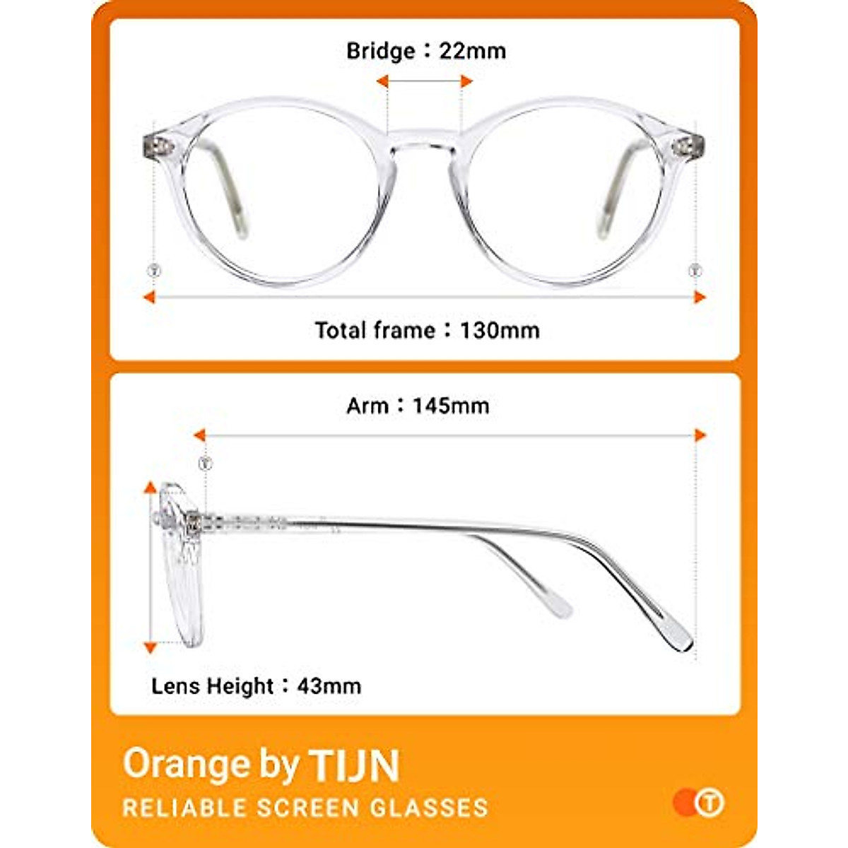 TIJN Blue Light Blocking Glasses Men Women Vintage Thick Round Rim Frame Eyeglasses