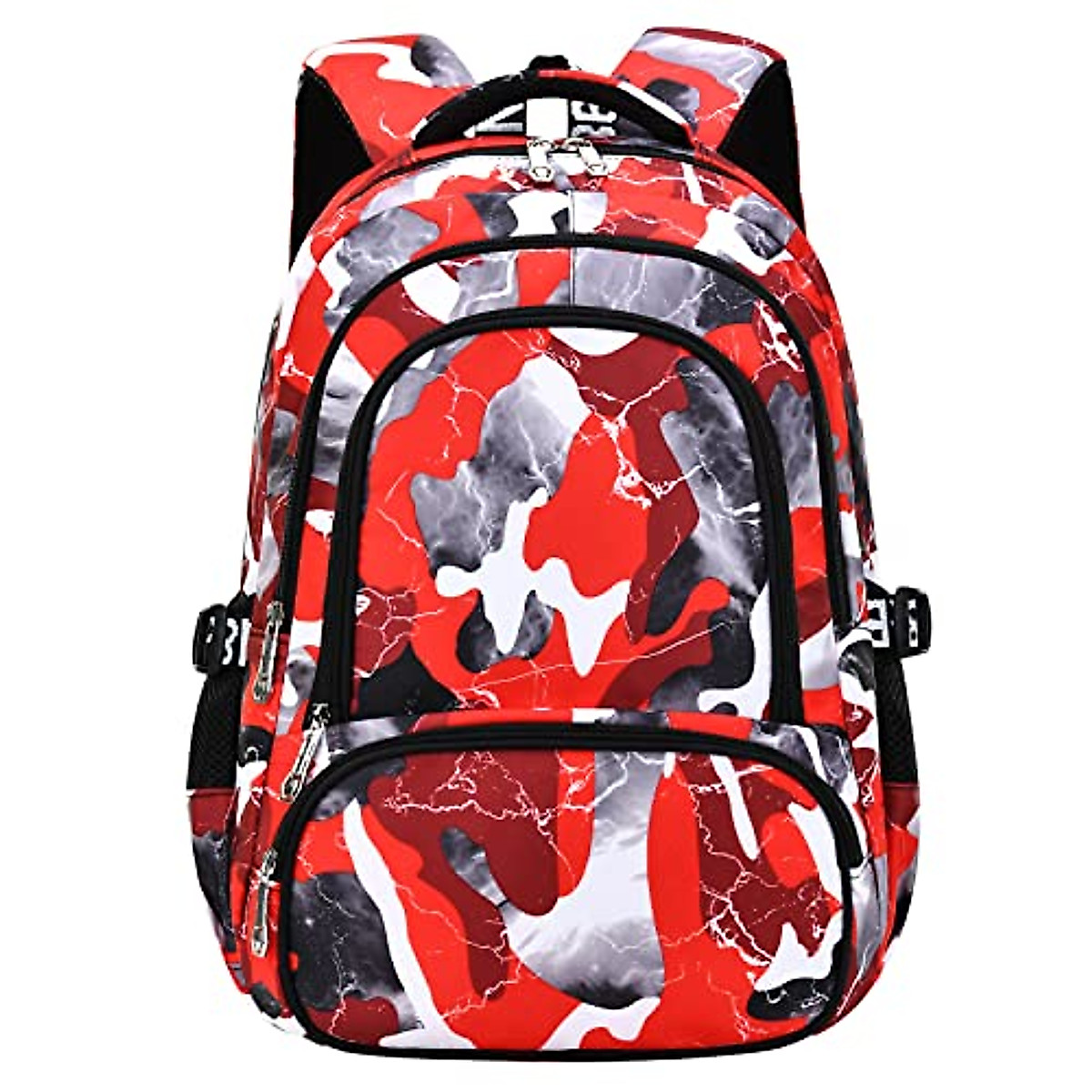 Yvechus School Backpack Casual Daypack Travel Outdoor Camouflage Backpack Christmas Presents for Boys and Girls (AY Camo Red)