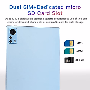 VINGVO 10 Inch Tablet, 100‑240V Tablet PC 8G RAM 128G ROM for Android 11 4G Network Call for Old Man (Blue)