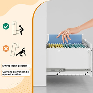 Lateral File Cabinet with Lock, 3 Drawer Lateral Filing Cabinet, Metal Lateral File Cabinet for Home and Office, Metal Storage File Cabinet for Hanging Files Letter/Legal/F4/A4 Size