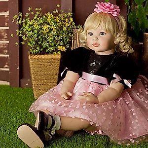 Zero Pam 24 Inch Lifelike Reborn Baby Girl Dolls Realistic Reborn Toddler Girls with Pretty Dress Vinyl Silicone Newborn Baby Doll Soft Weighted Body Handmade Baby Toys