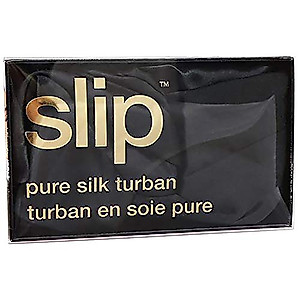 SLIP Silk Turban, Black, One Size (21”- 28”) - Double-Lined Pure Mulberry Silk 22 Momme Hair Turban - Hair-Friendly, Lightweight and Multipurpose Head Wrap + Sleeping Cap for Curly + Thick Hair Types