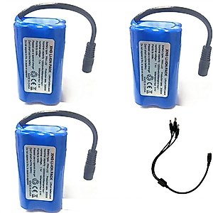 7.4V 12000Mah 5200Mah Battery 3To1 Line Charger for T188 T888 2011-5 V007 C18 H18 So on Remote Control RC Fishing Bait Boat Parts, Bait Boat Lipo Battery, YLLLY-6686. (Color : 3 12000mah Battery)