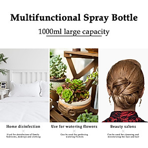 Amber Spray Bottle Cleaning Spray Bottles,Healthy Plastic, 32oz Spray Bottle For Hair&Hand&Clothe&Bathroom&Plant, Empty Mister Refillable Spray Bottles With ET,Essential Oil,Water,etc.(2 pack)