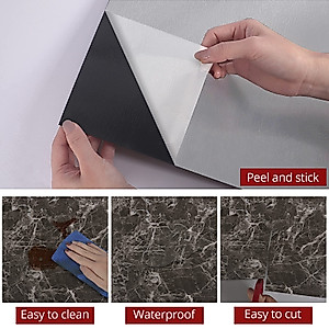 WESTICK Black Marble Peel and Stick Floor Tile Bathroom 12" x 12" Vinyl Stick on Floor Tiles Peel and Stick Waterproof Flooring Peel and Stick Tiles for Floor Washable Bedroom Vinyl Flooring 20 PCS