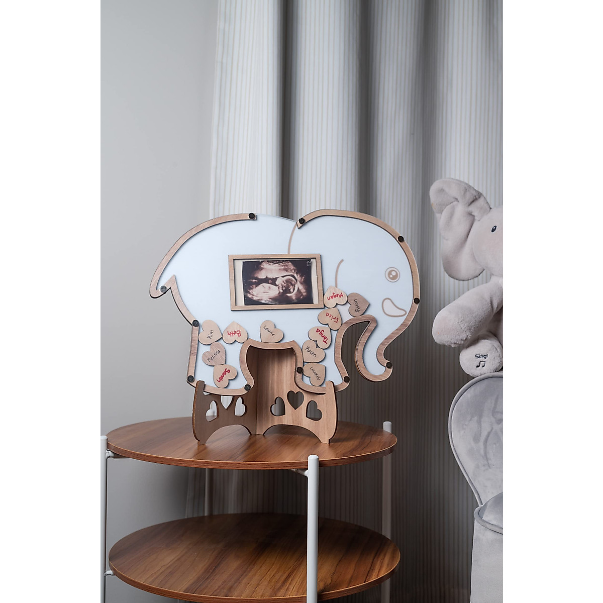 Baby Shower Guest Book Alternatives - Elephant Baby Shower Decorations For Boy - Blue Baby Shower Centerpiece - Jungle Baby Shower Decorations - Baby Sonogram Frame Keepsake- Elephant Nursery Decor Photo Frame - Safari Jungle Baby Shower Sign In Guestbook