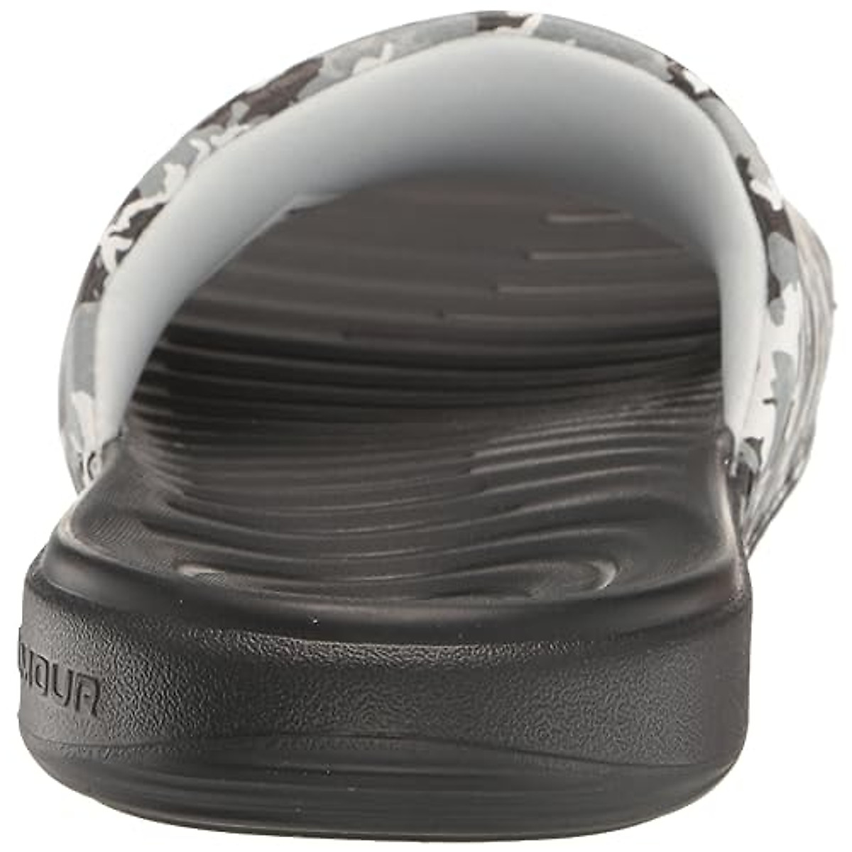 Under Armour Boy's Ansa Graphic Fixed Strap Slide Sandal, (010) Black/Mod Gray/Tahoe Gold, 3 Little Kid