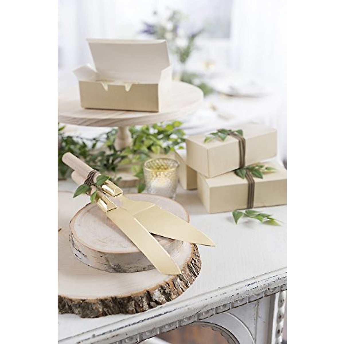 David Tutera Gold Cake Wood Handle, 2 Pieces Serving Set