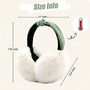 FSTEOE Women Winter Ear Muffs Foldable Girl Ear Warmer Fashion Furry Earmuff Soft Ear Cover Cold Weather (A-Khaki)