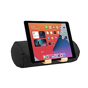 The Chill-ow iPad Organic Buckwheat Pillow Stand: The Ultimate Hands-Free Solution for Any Tablet or Phone. Perfect for Couch, Bed, or Table Use. (Black)