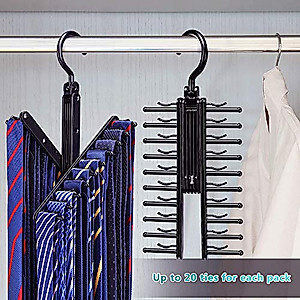 IPOW Upgraded 2 PCS See Everything Cross X 20 Tie Rack Holder,Rotate to Open/Close Tie and Belt Hanger with Non-Slip Clips,360 Degree Swivel Space Saving Organizer