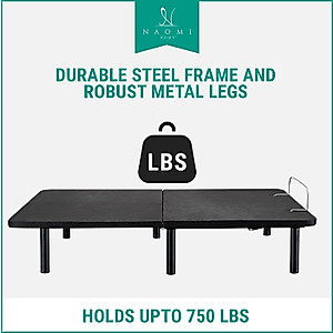Naomi Home 15" Adjustable Bed Frame with Head & Foot Incline, Height Adjustable Bed Base, Black - Full